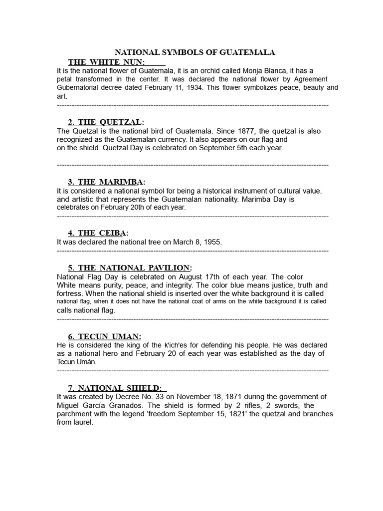 National Symbols of Guatemala | PDF