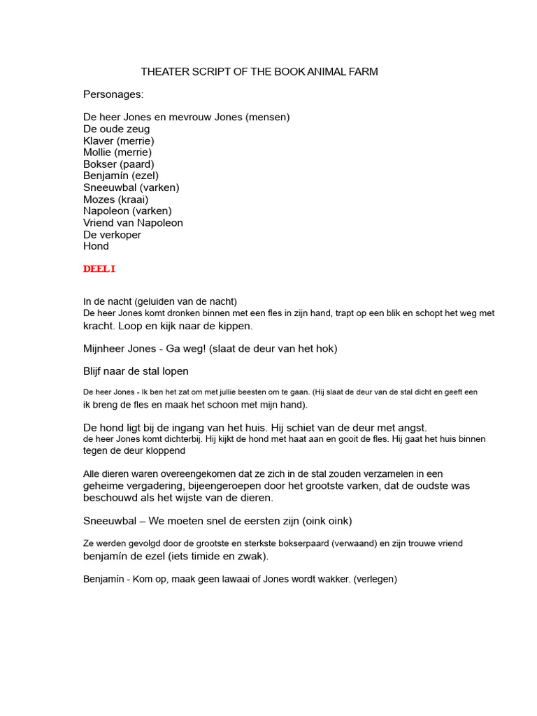Theater Script of The Book Animal Farm | PDF