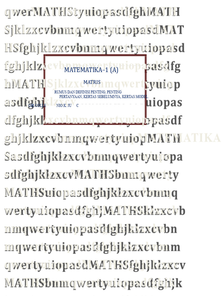 Jenis dan Definisi Matriks Matematika | PDF