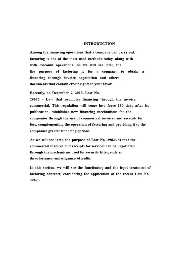 The Factoring Contract Monograph | PDF | Factoring (Finance) | Credit