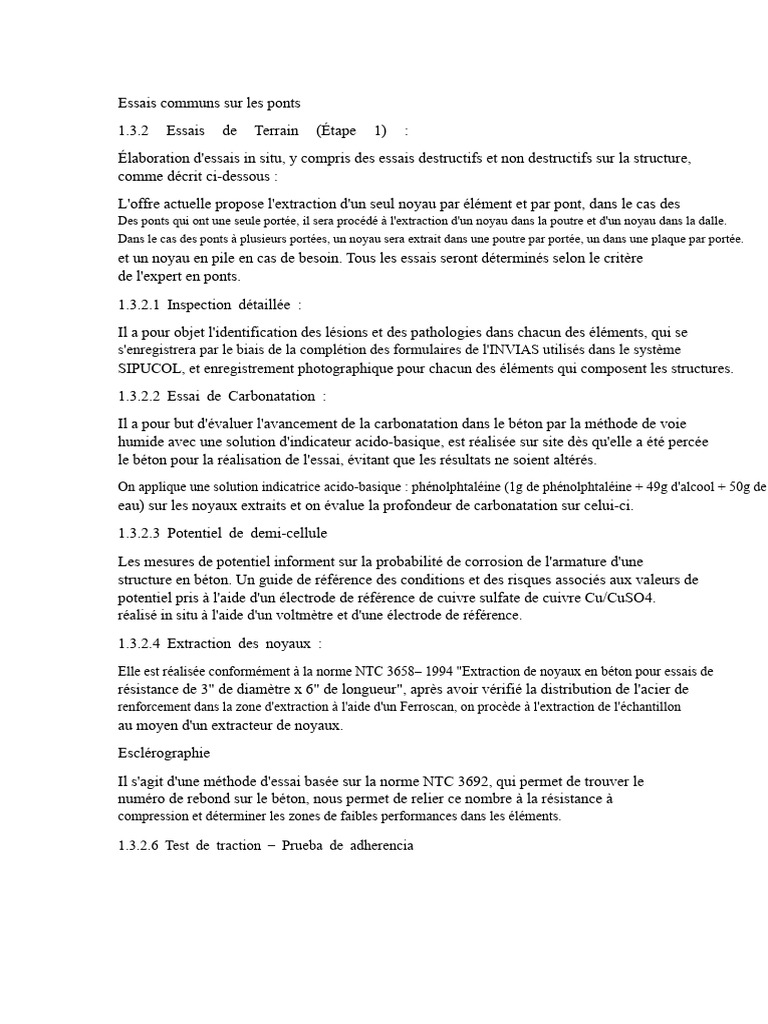 Essais de terrain et laboratoire sur ponts | PDF | Béton | Cuivre