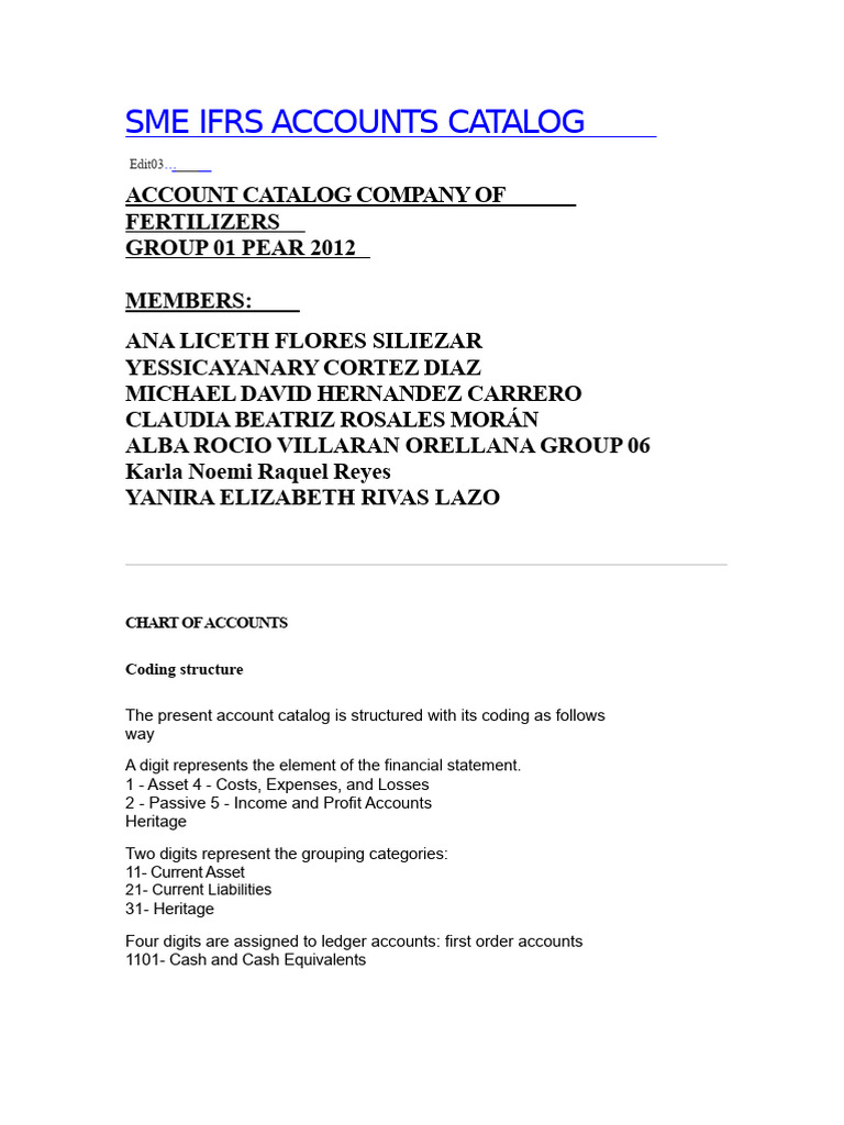 SME IFRS Accounts Catalog Overview | PDF | Debits And Credits | Expense