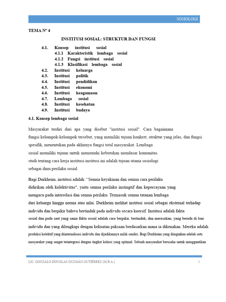 Struktur dan Fungsi Institusi Sosial | PDF