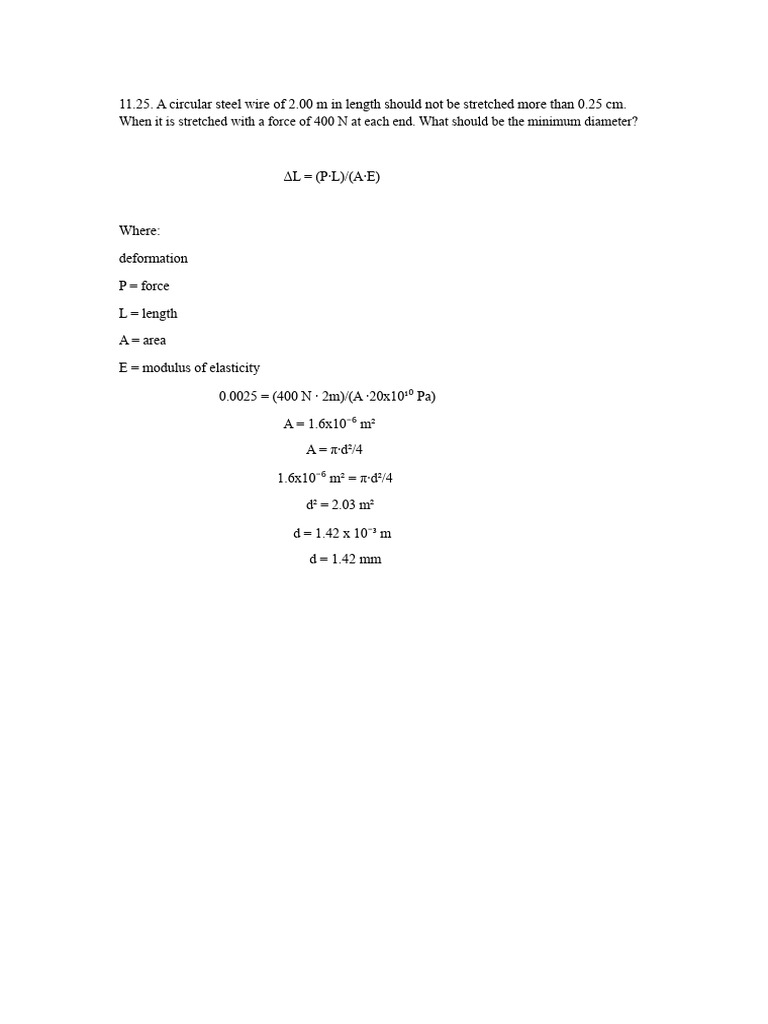 physics assignment #2.docx | PDF | Deformation (Engineering) | Young's Modulus
