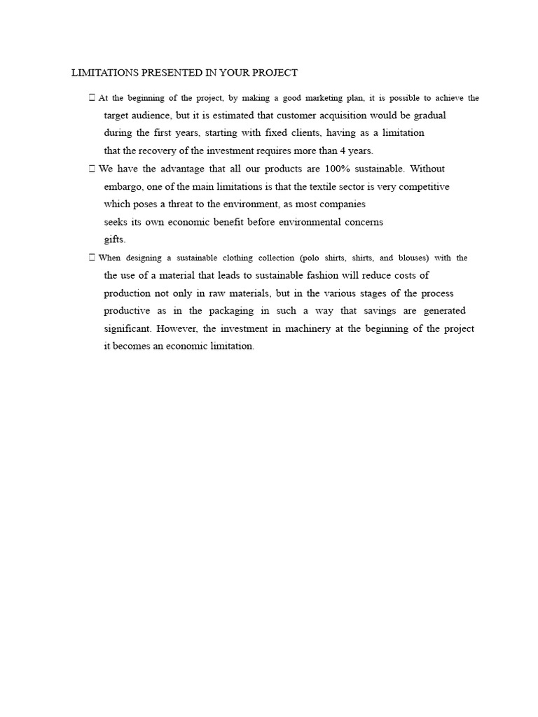 Project Limitations in Sustainable Fashion | PDF