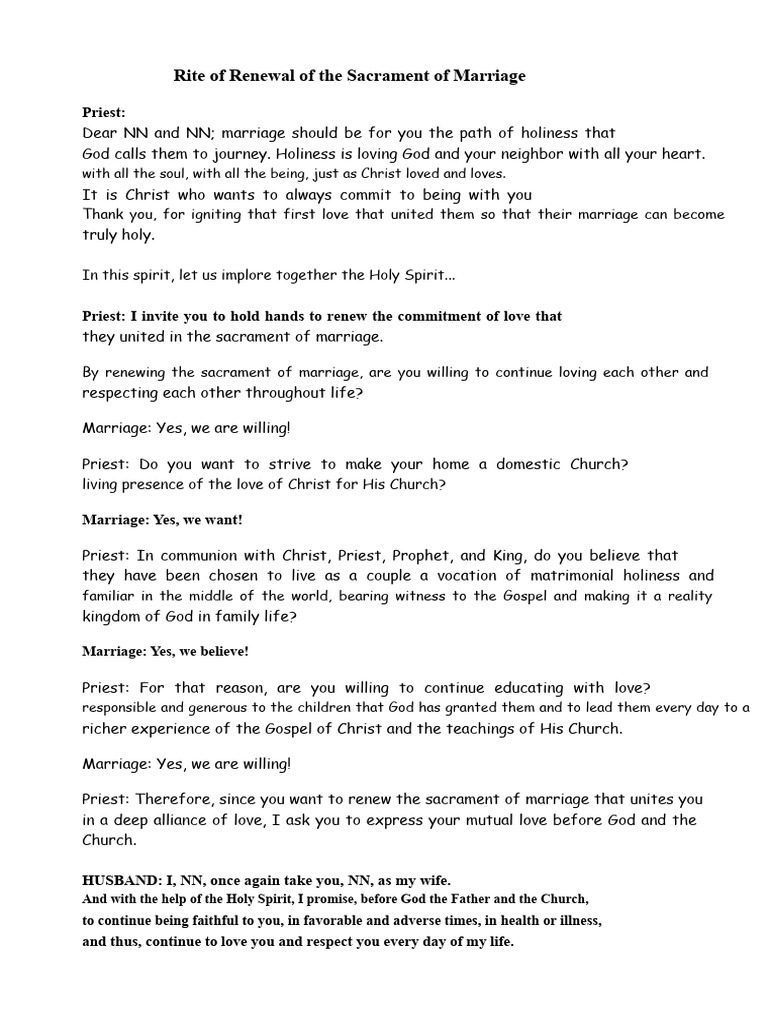 Renewal of Marriage Vows Ceremony | PDF | Sacraments | Catholic Church