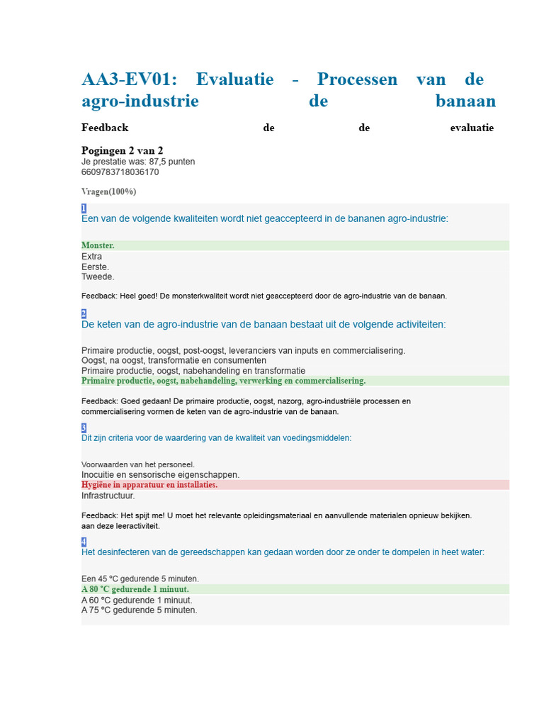 AA3 EV01 Evaluatie Van de Processen in de Bananen Agro-Industrie. | PDF