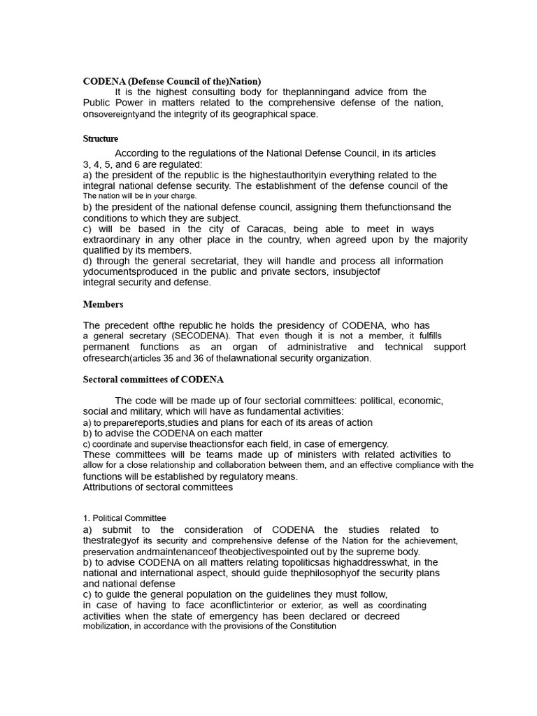 National Defense Council | PDF | Venezuela | Nicolás Maduro