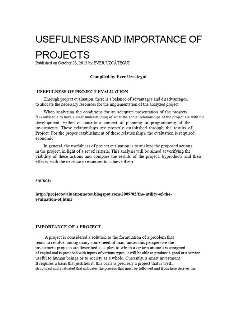 Importance of Project Evaluation | PDF | Demand | Evaluation
