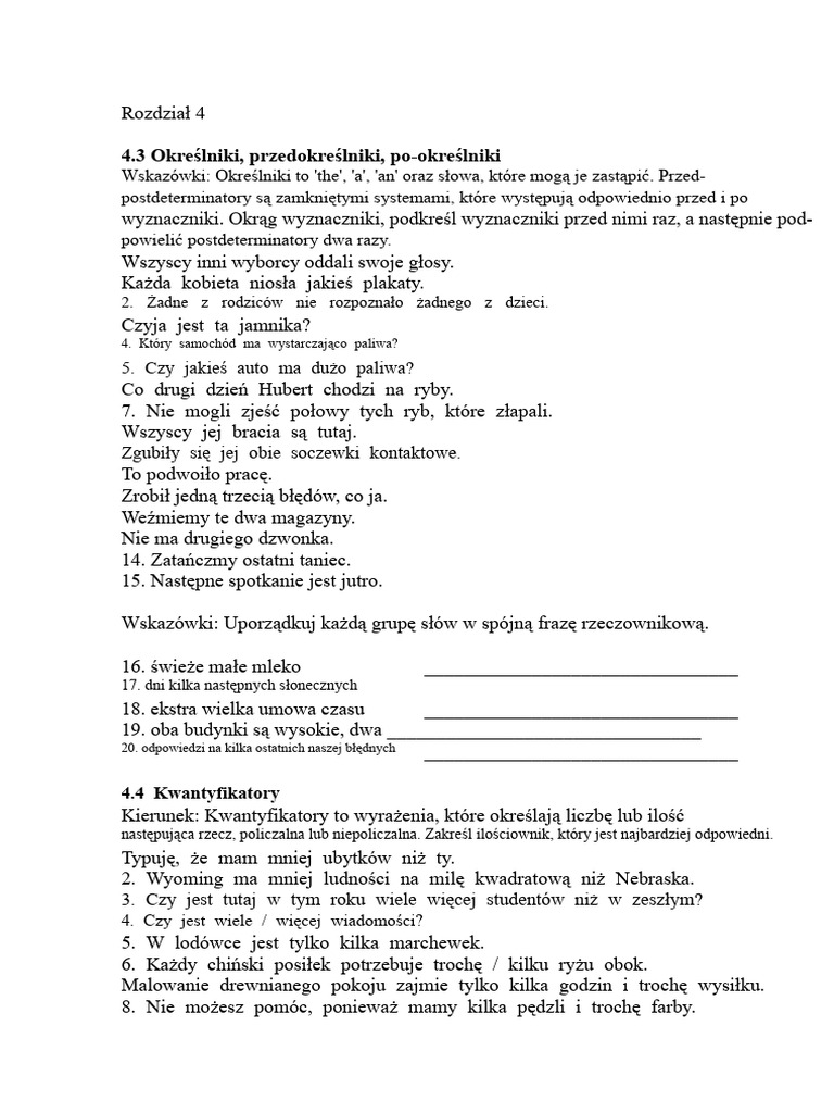 Ćwiczenia Na Frazy Nominalne | PDF