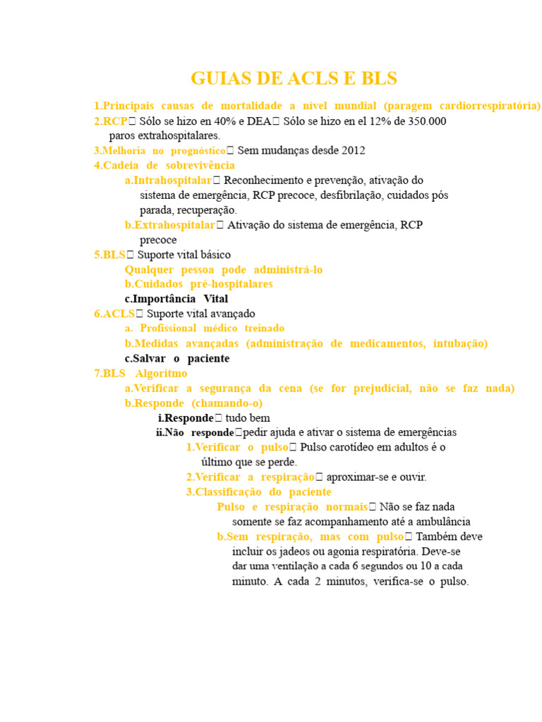 ACLS E BLS GUIAS | PDF | Reanimação cardiopulmonar | Coração