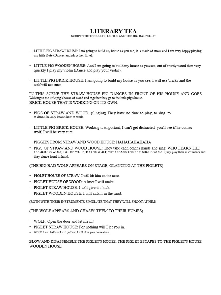 Three Little Pigs Script | PDF