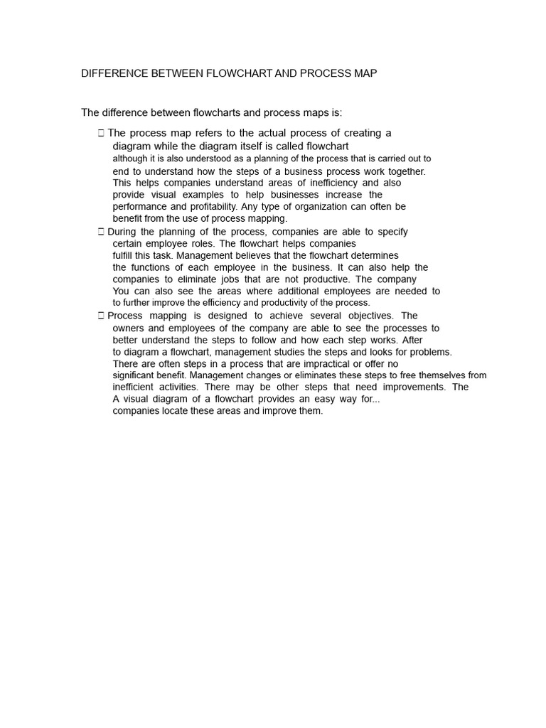 Difference Between Flowchart and Process Map | PDF