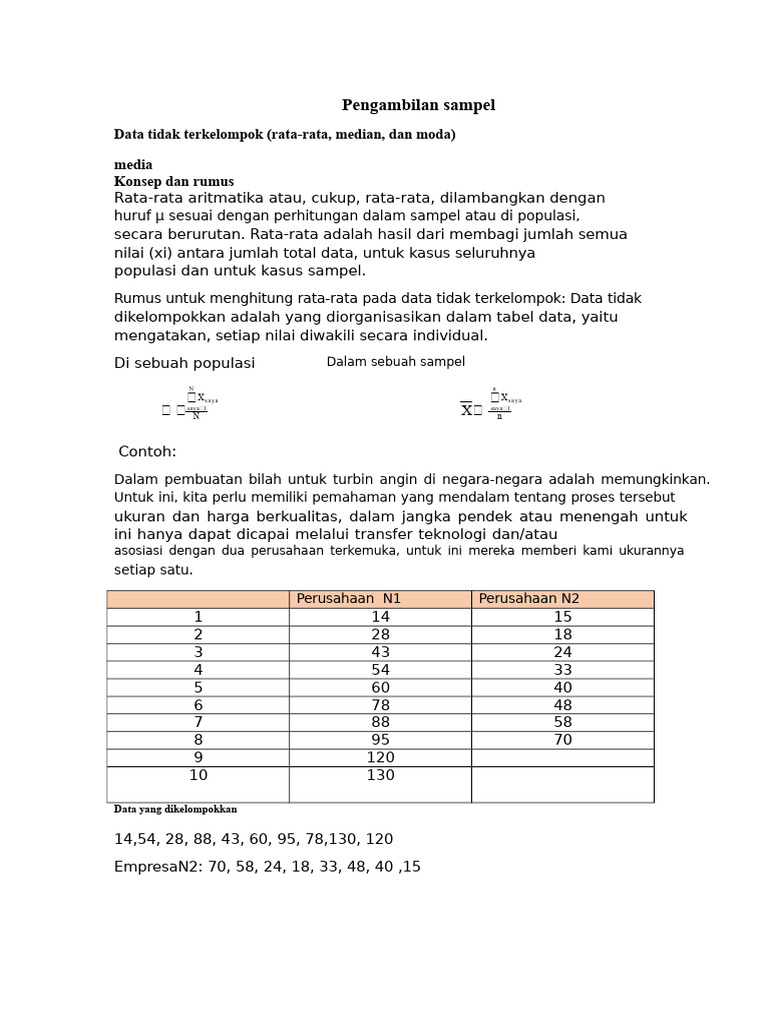Data Tidak Tergrup Rata-Rata-Median-Modus | PDF