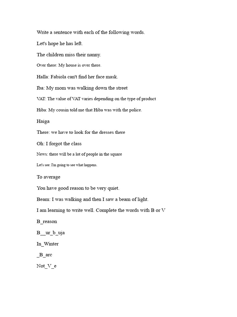 Write a sentence with each of the following words. | PDF