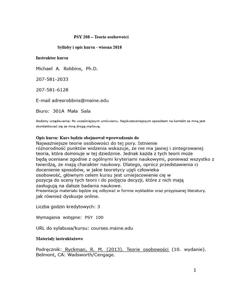 Zaawansowane Teorie Osobowości | PDF