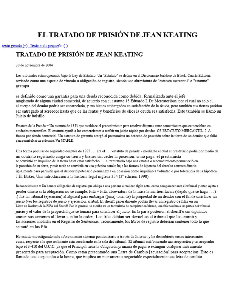 Tratado sobre la Prisión de Jean Keating | PDF | Préstamos | Pagaré