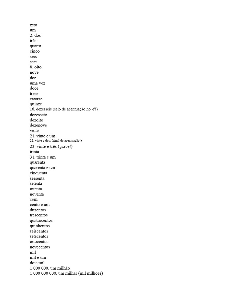 Números em Espanhol | PDF