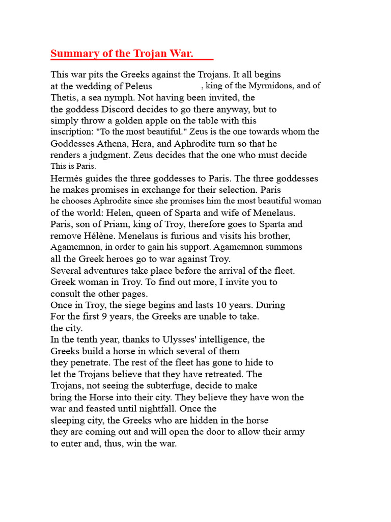 Summary of The Trojan War | PDF