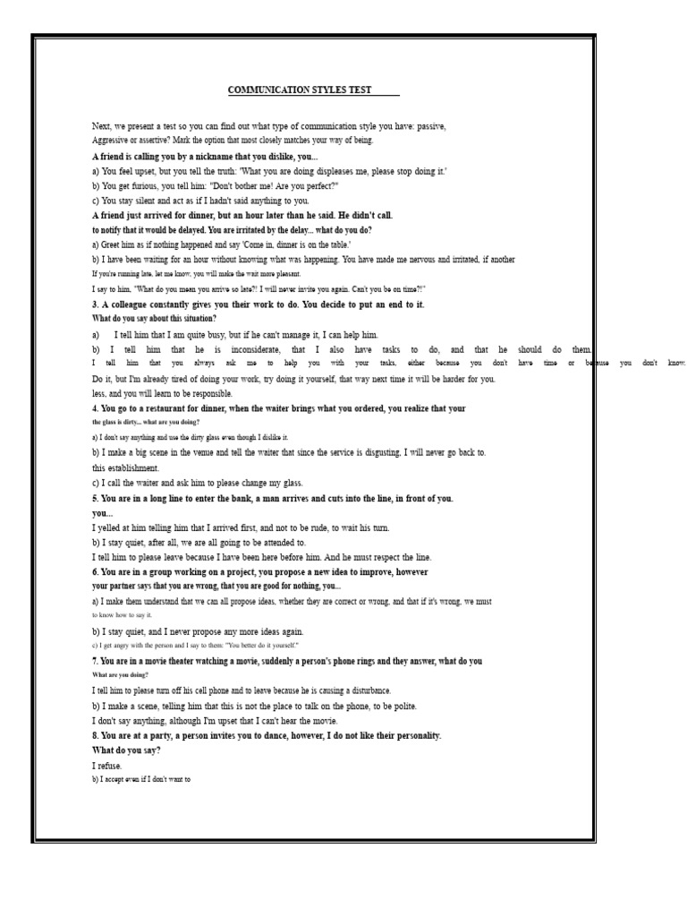 Discover Your Communication Style Test | PDF