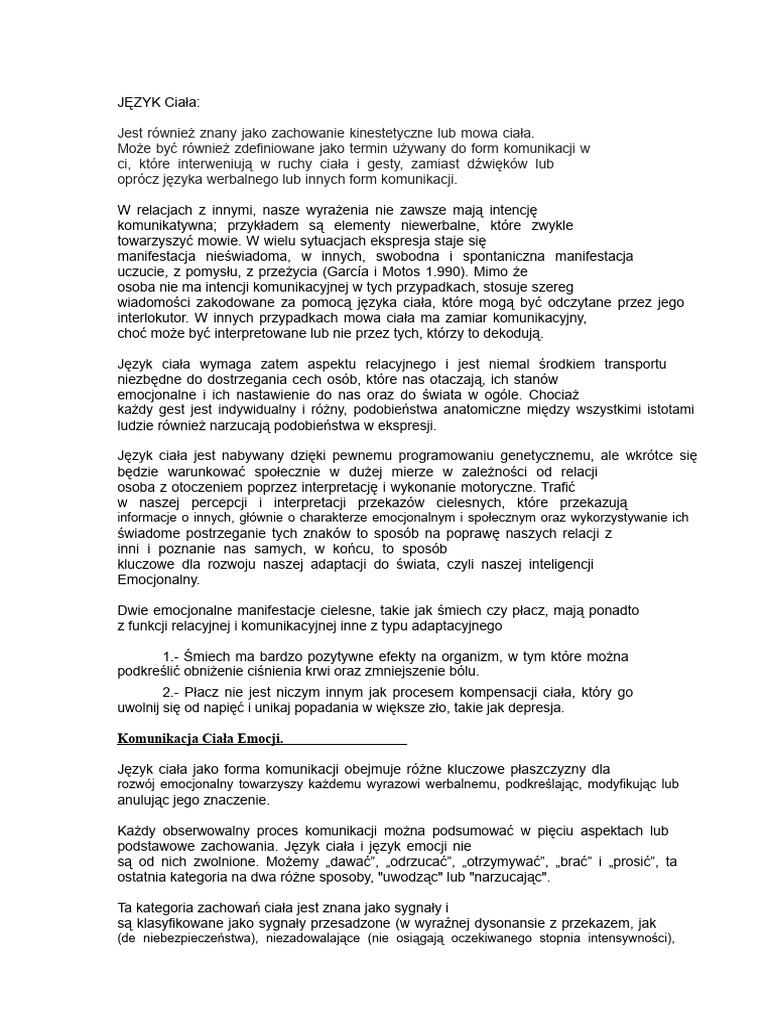 Mowa Ciała | PDF
