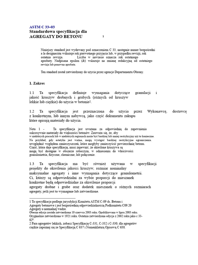 ASTM C33-03 Hiszpański | PDF