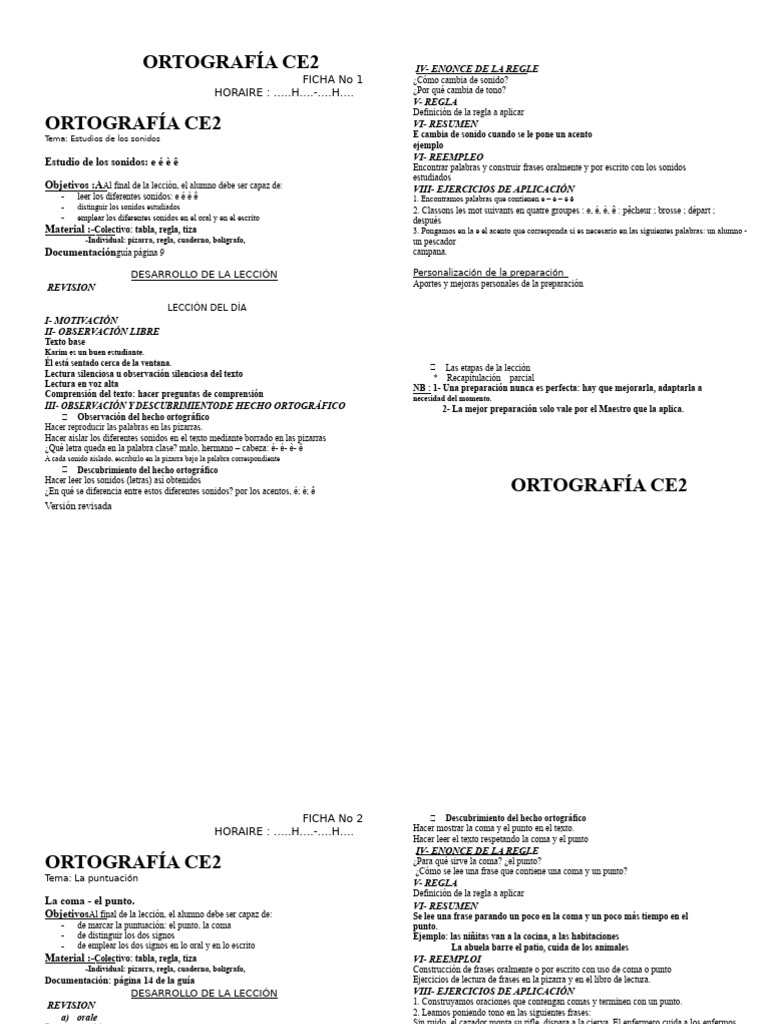 Ortografía CE2: Sonidos y Puntuación | PDF | Puntuación | Ortografía