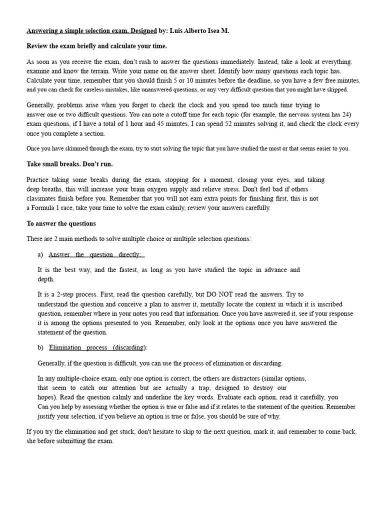 Answering Multiple Choice Questions | PDF | Multiple Choice | Question