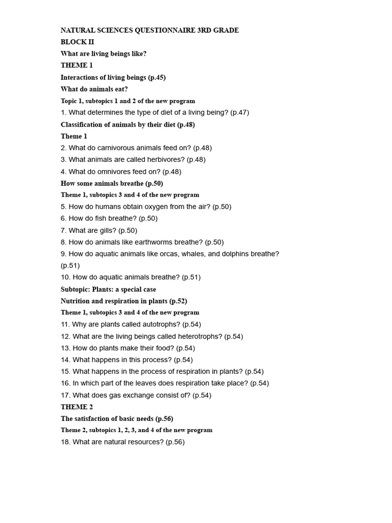 BII 3rd NATURAL SCIENCES QUESTIONNAIRE | PDF