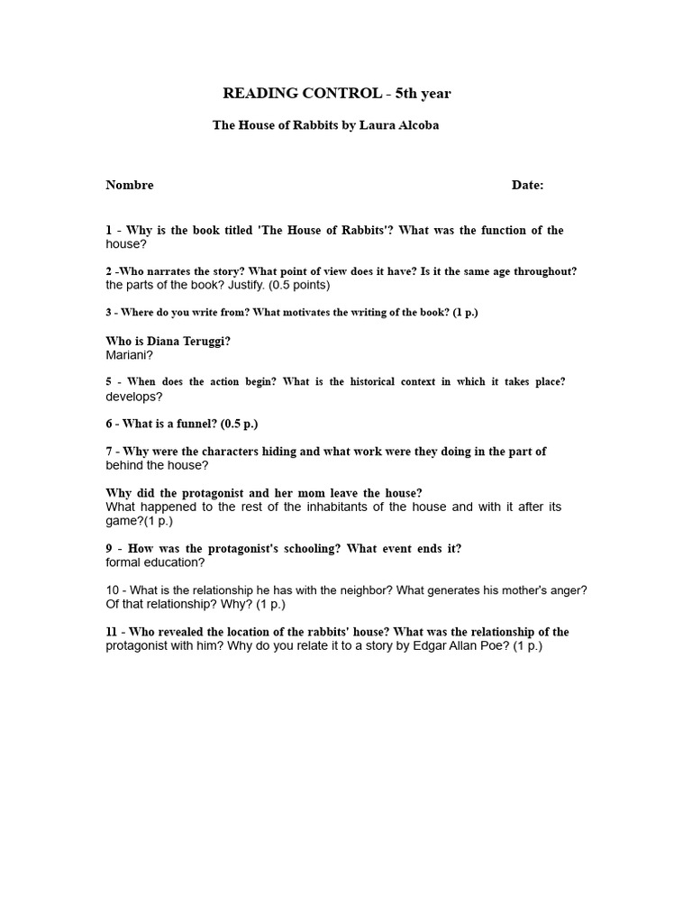 Exam - The House of The Rabbits | PDF