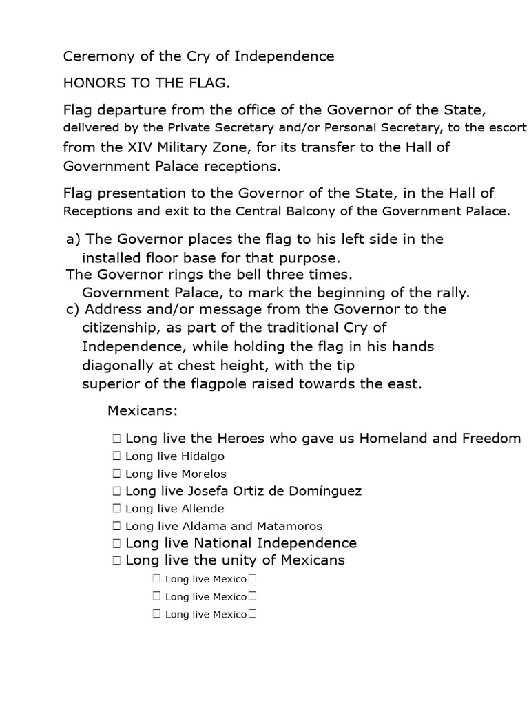 Ceremony of The Cry of Independence | PDF | Colonial Mexico | Mexico
