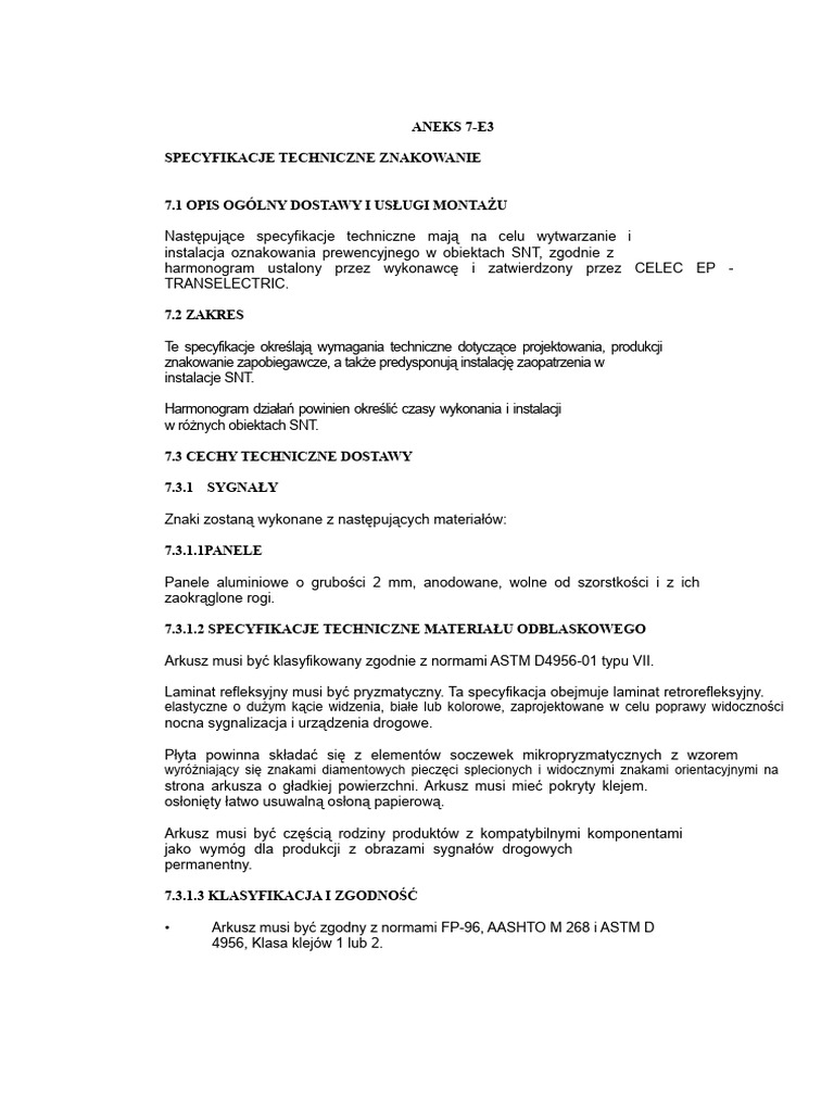 Specyfikacja ASTM D-4956 | PDF