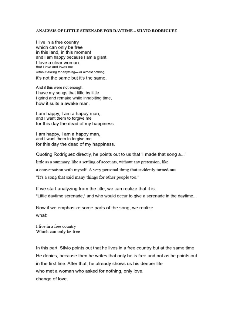 Analysis of Little Day Serenade | PDF