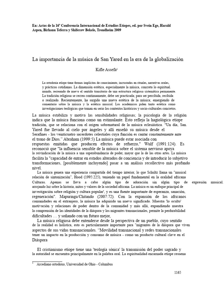 Kifle Assefa - La Importancia de La Música de San Yared | PDF | Musica ...