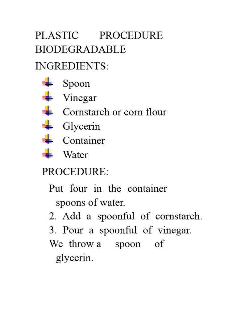 DIY Biodegradable Plastic Recipe | PDF
