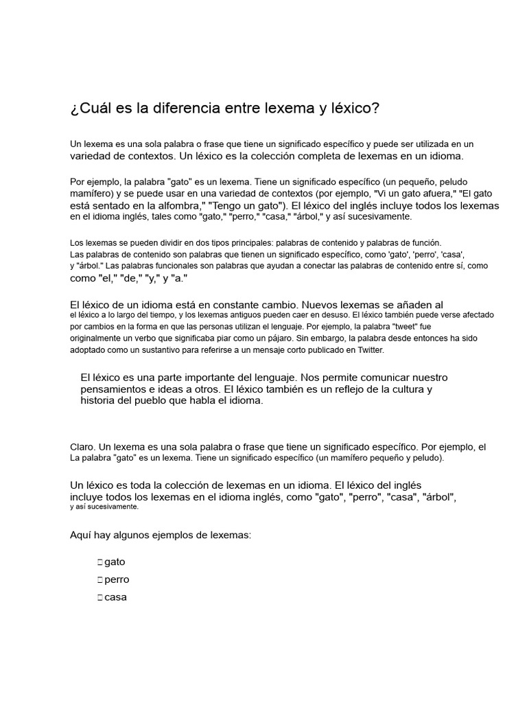 lexema y léxico | PDF