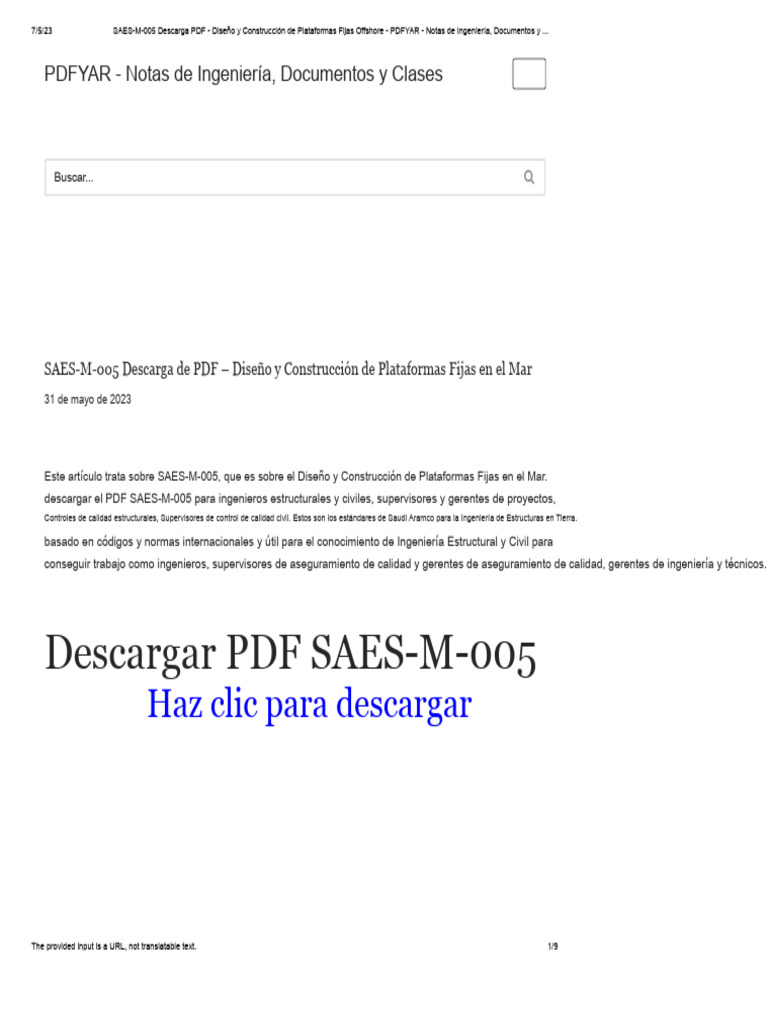 Descarga PDF de SAES-M-005 - Diseño y Construcción de Plataformas Fijas en Alta Mar - PDFYAR ...