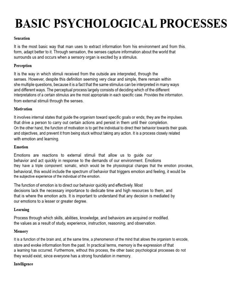 Basic Psychological Processes | PDF | Perception | Senses