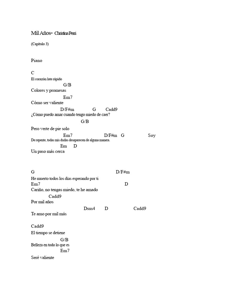 Christina Perri- Mil años (acordes capo3) | PDF