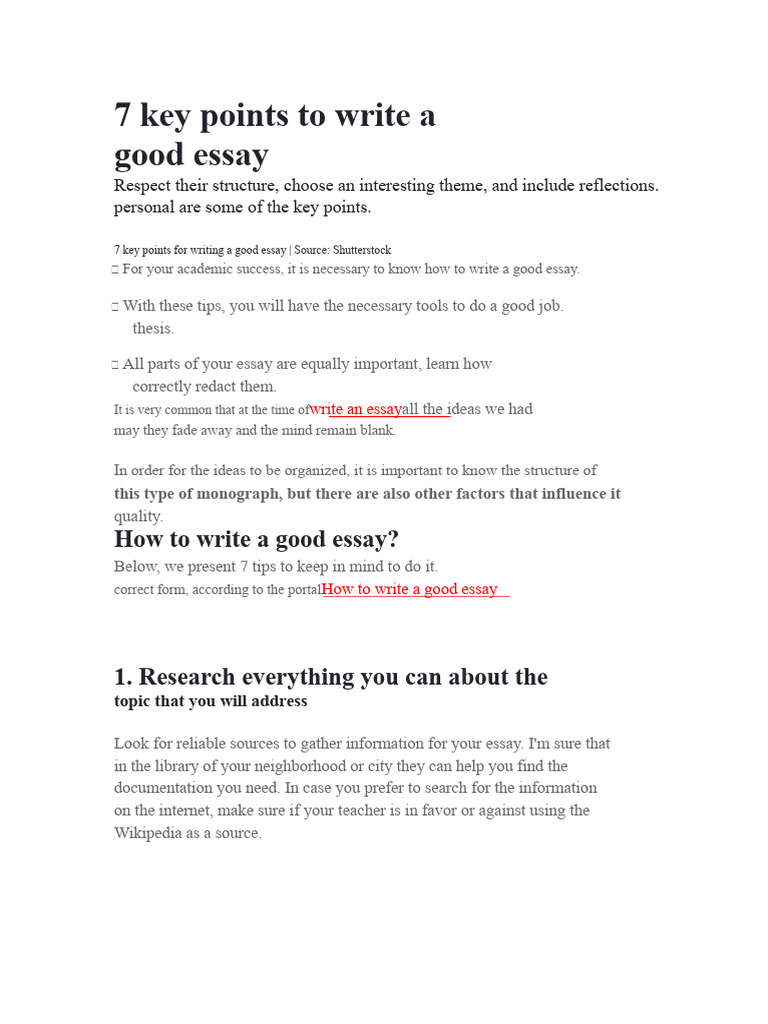 7 Tips for Writing a Good Essay | PDF | Essays | Argument