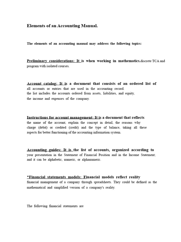 Key Components of an Accounting Manual | PDF | Debits And Credits ...
