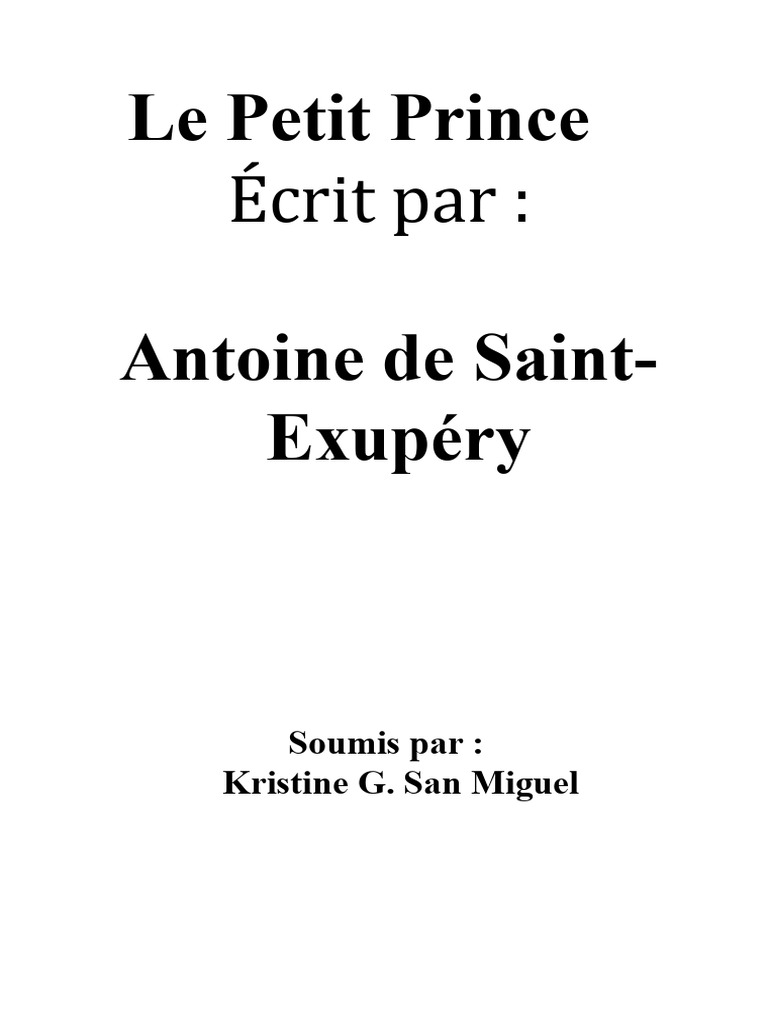 Résumé du Petit Prince d'Antoine | PDF | Le Petit Prince