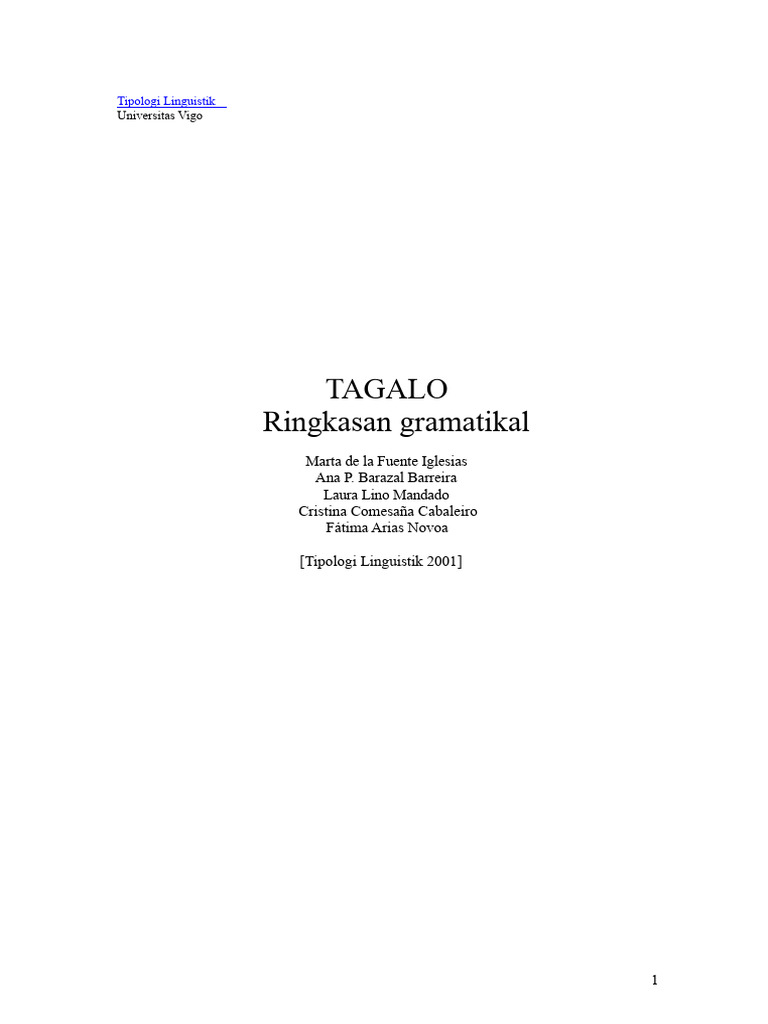 Struktur dan Tipologi Bahasa Tagalog | PDF
