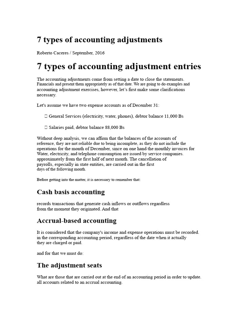 7 Types of Accounting Adjustments | PDF | Accrual | Expense