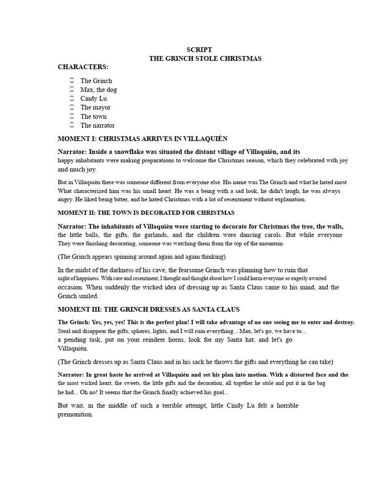 Script The Grinch Stole Christmas | PDF