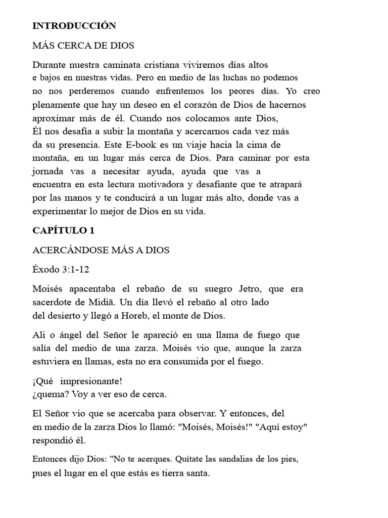 Más Cerca de Dios | PDF | Moisés | Libro del éxodo