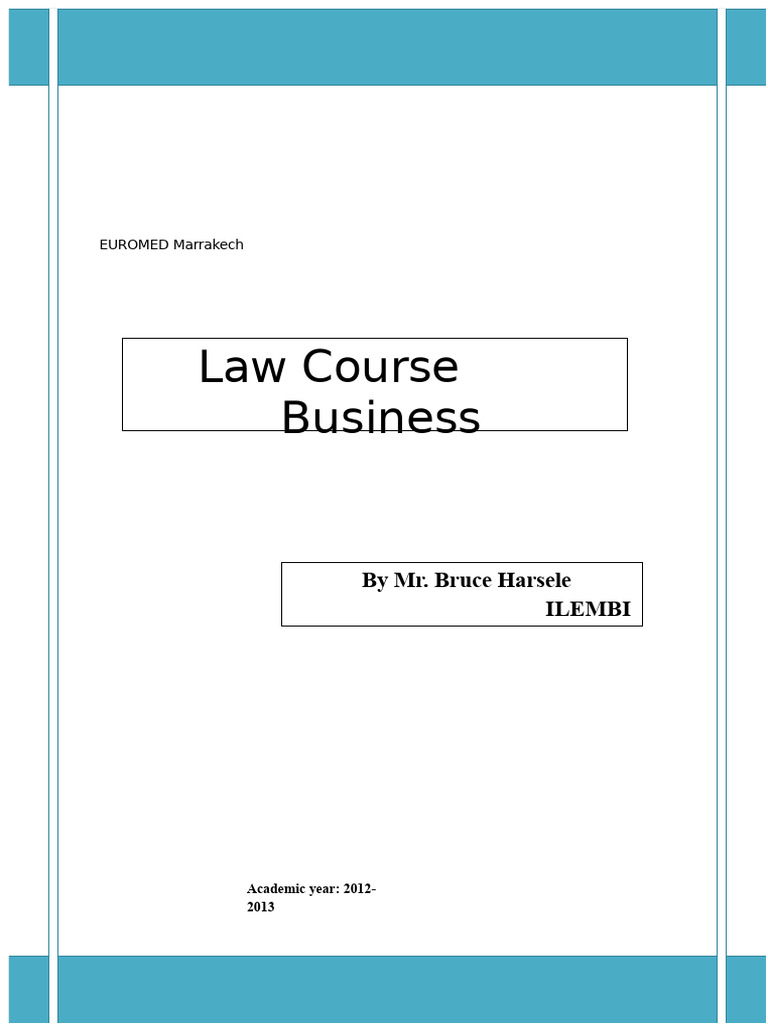 Business Law Course Final Version | PDF | Partnership | Lease