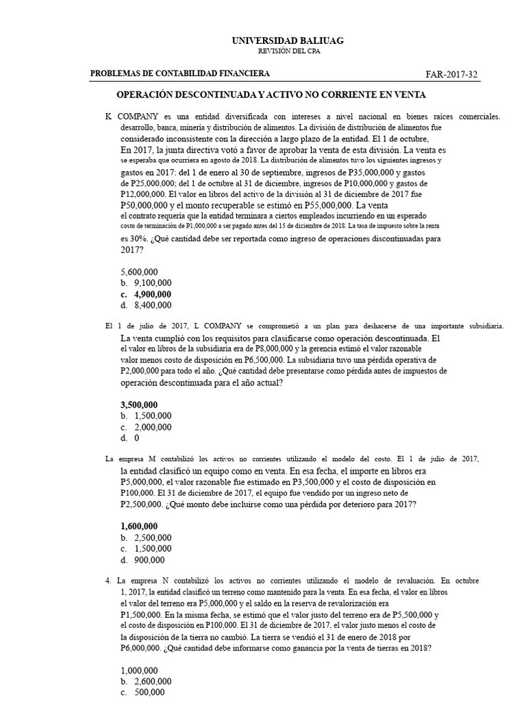 Operación Descontinuada y Activo No Corriente Mantenido para La Venta ...
