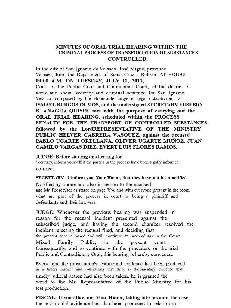 Minutes of Oral Trial 1008 | PDF | Prosecutor | Trials