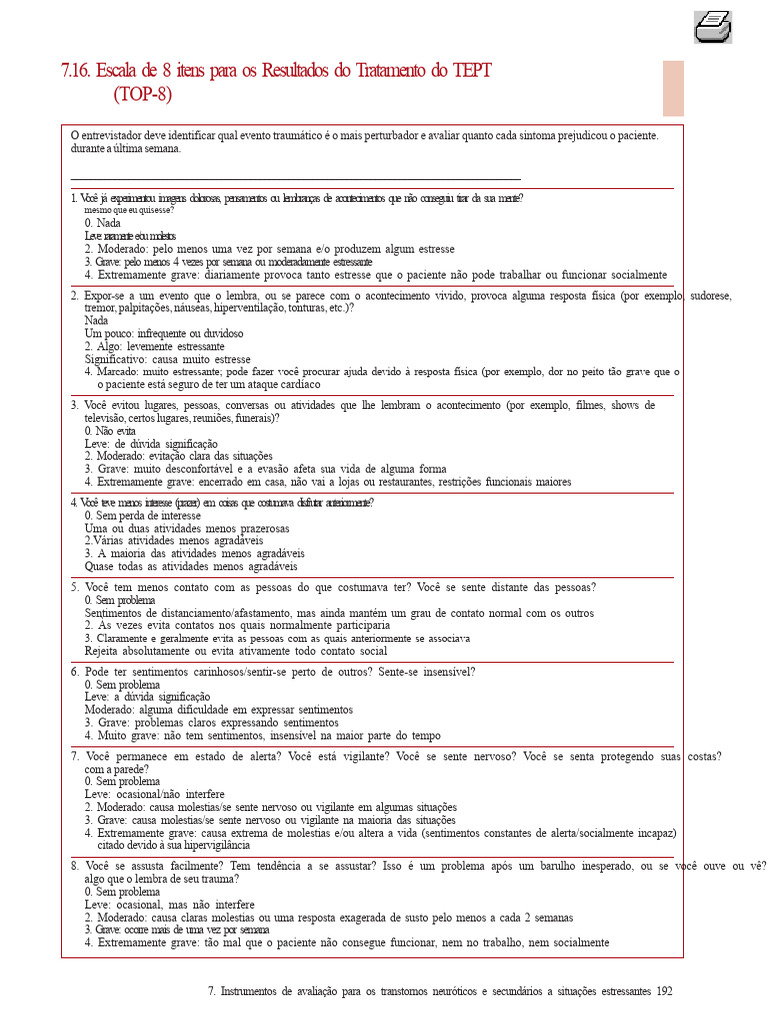 Avaliação de Sintomas de TEPT | PDF | Doenças e distúrbios humanos ...
